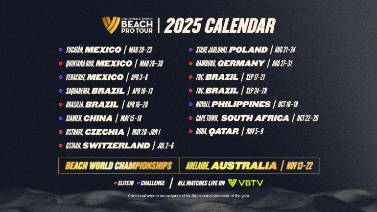 Schedule announced for highly anticipated Beach Pro Tour 2025!